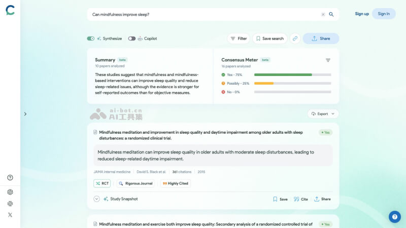 Search - Consensus: AI Search Engine for Research